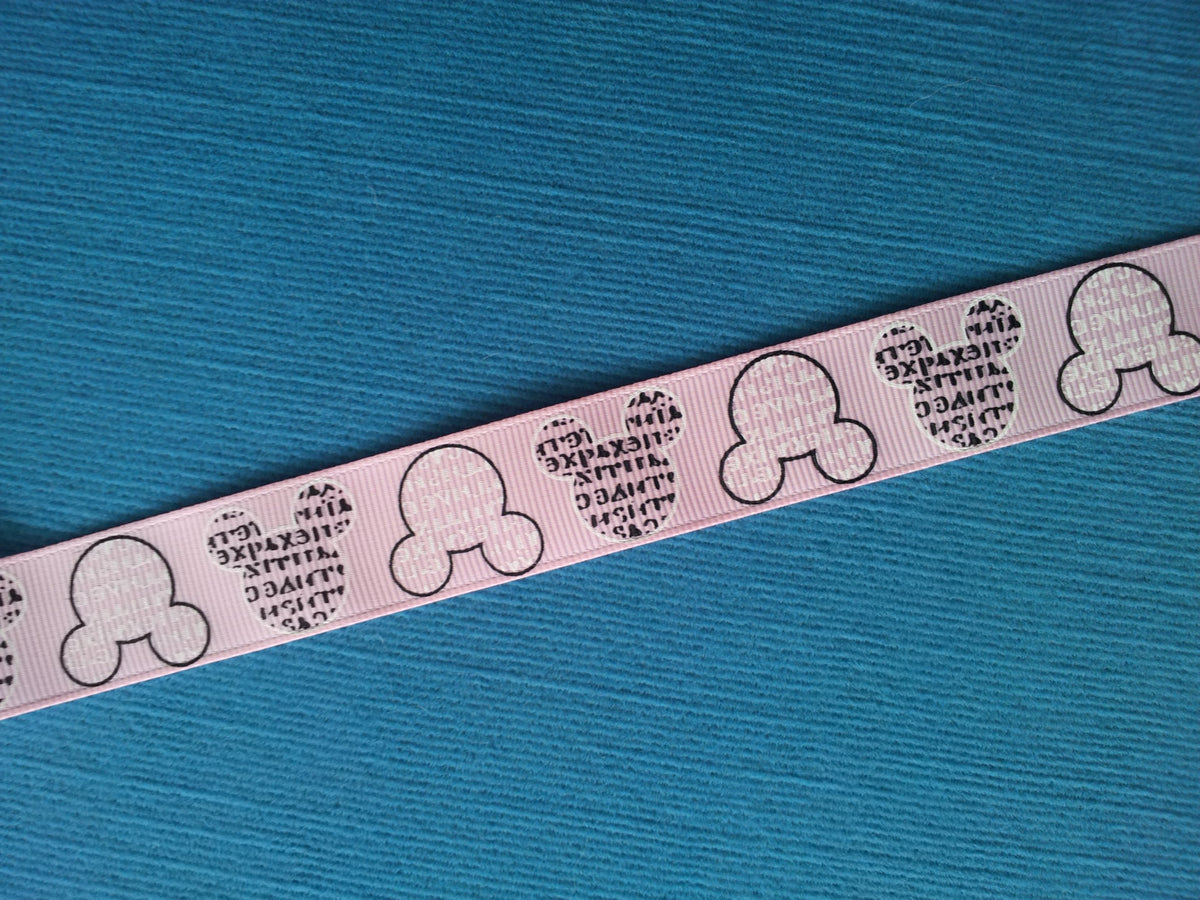 Minnie Mouse Words in Baby Pink 7/8" Grosgrain Ribbon – Pixie Dusted ...